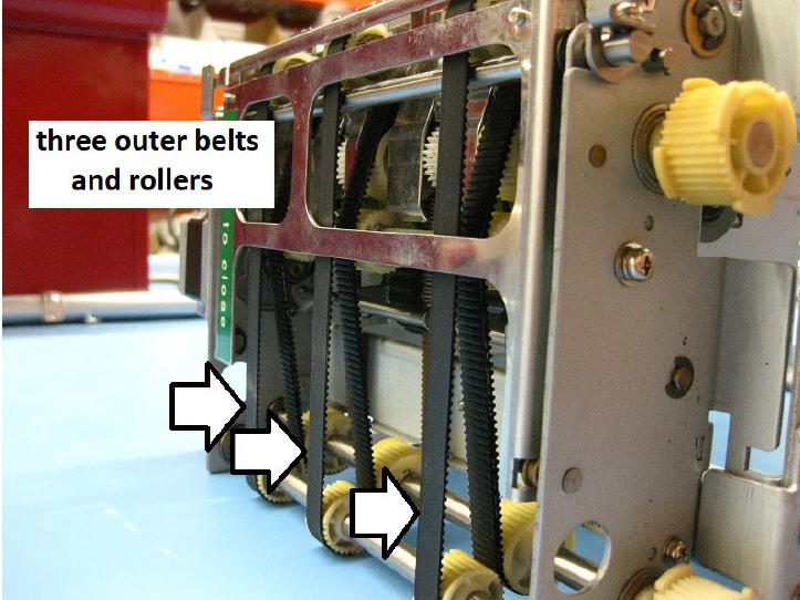 Instructions for tightening the rear belts on an F400 pick assembly ...